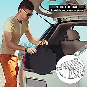 REDCAMP Stainless Campfire Grill Steel Grate, Portable Over Fire Camp Grill for Outdoor Open Flame Cooking BBQ with Carry Bag