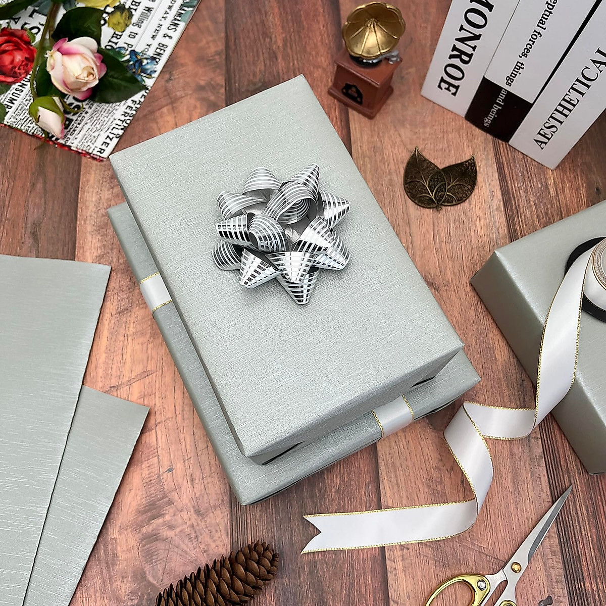 Dtiafu Sliver Matte Wrapping Paper for Girls Boys Women Men - Solid Color Matte Gift Wrap Paper Large Sheets Great for Christmas Holiday Birthday Wedding - 22 x 32 Inches Per Sheet (6 Sheets)