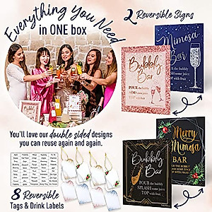 PRESTIGE Mimosa Bar Kit - Glass Carafe with Lids 27oz & Brunch Decor, Mimosa Pitcher w/Plastic Carafe Lid, Bubbly Juice Carafes for Mimosa Bar Supplies, Baby Bridal Shower (Mimosa Set (3 Carafes))