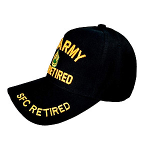 SFC Retired Baseball Cap Hat Black Embroidered Acrylic Army H5