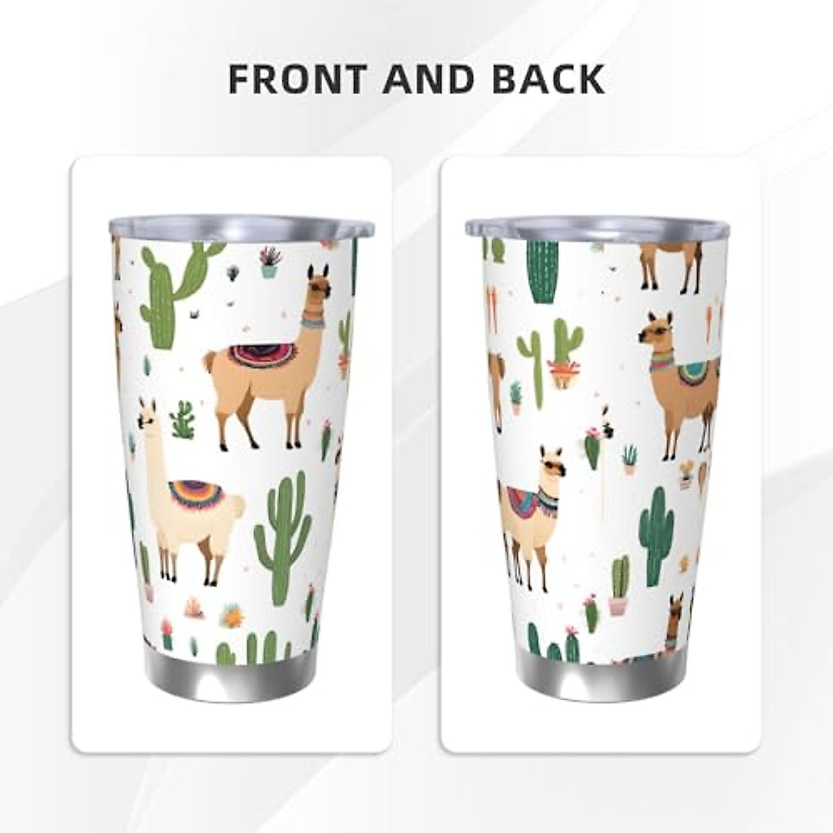 quopvn Alpaca Llama Print 20oz Car Cup Ps Material Lid, Perfect For Hot & Cold Drinks