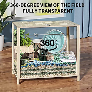 Doolapet Hamster Cages, Natural Wooden Hamster Cage 23.6" L x 15.7" W x 18.9" H for Syrian Dwarf Hamsters Mice Small Animal