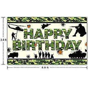 6 X 3.6ft Camouflage Happy Birthday Banner Camouflage Birthday Party Backdrop Army Solider Military Camo Birthday Party Decoration Children Adults Army Military Themed Bday Decoration