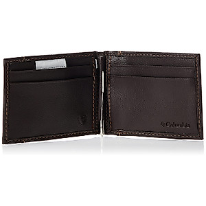 Columbia Men's Leather Front Pocket Wallet Card Holder for Travel