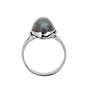 YoTreasure Labradorite Solid 925 Sterling Silver Split Shank Ring Jewelry