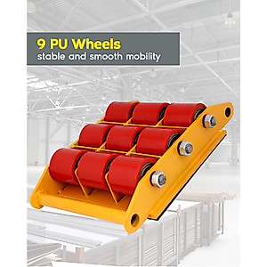 GCCSJ 15T Machinery Skate Dolly, 33000lbs Machinery Moving Skate Machinery Mover Skate with Non-Slip Belt and 9 PU Rollers, Dolly Machinery Skate for Industrial Moving Equipment