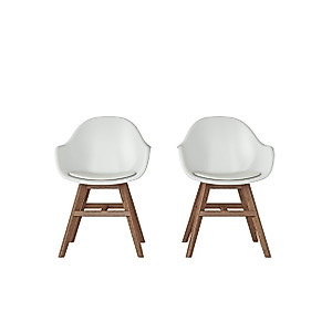 Midtown Concept Emilio Set of 2 Chairs | Eucalyptus Wood | Perfect for Indoors, White Cushions