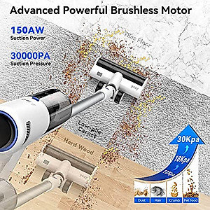 INSE Cordless Vacuum Cleaner, Stick Vacuum with 30Kpa 450W Powerful Suction, Rechargeable Battery Vacuum Up to 60mins Runtime, 6-in-1 Lightweight Vacuum with LED Display for Hard Floor Carpet Pet Hair