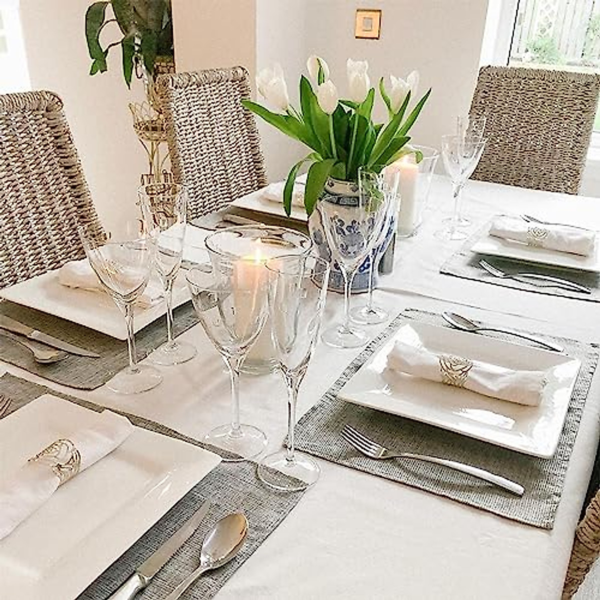 Heudumb Table Cloth 6 Packs White Tablecloths for Rectangle Tables 60x102 Inch Washable Wrinkle Free and Spillproof Polyester Tablecloth for Festival Camping Picnic Wedding Party Table Cover