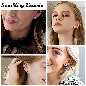 Nupdot Silver February Birthstone Teardrop Stud Earrings for Women, 925 Sterling Silver Post Cubic Zirconia Faux Diamond Halo Studs Jewelry for Birthday Christmas Bridesmaids Gifts