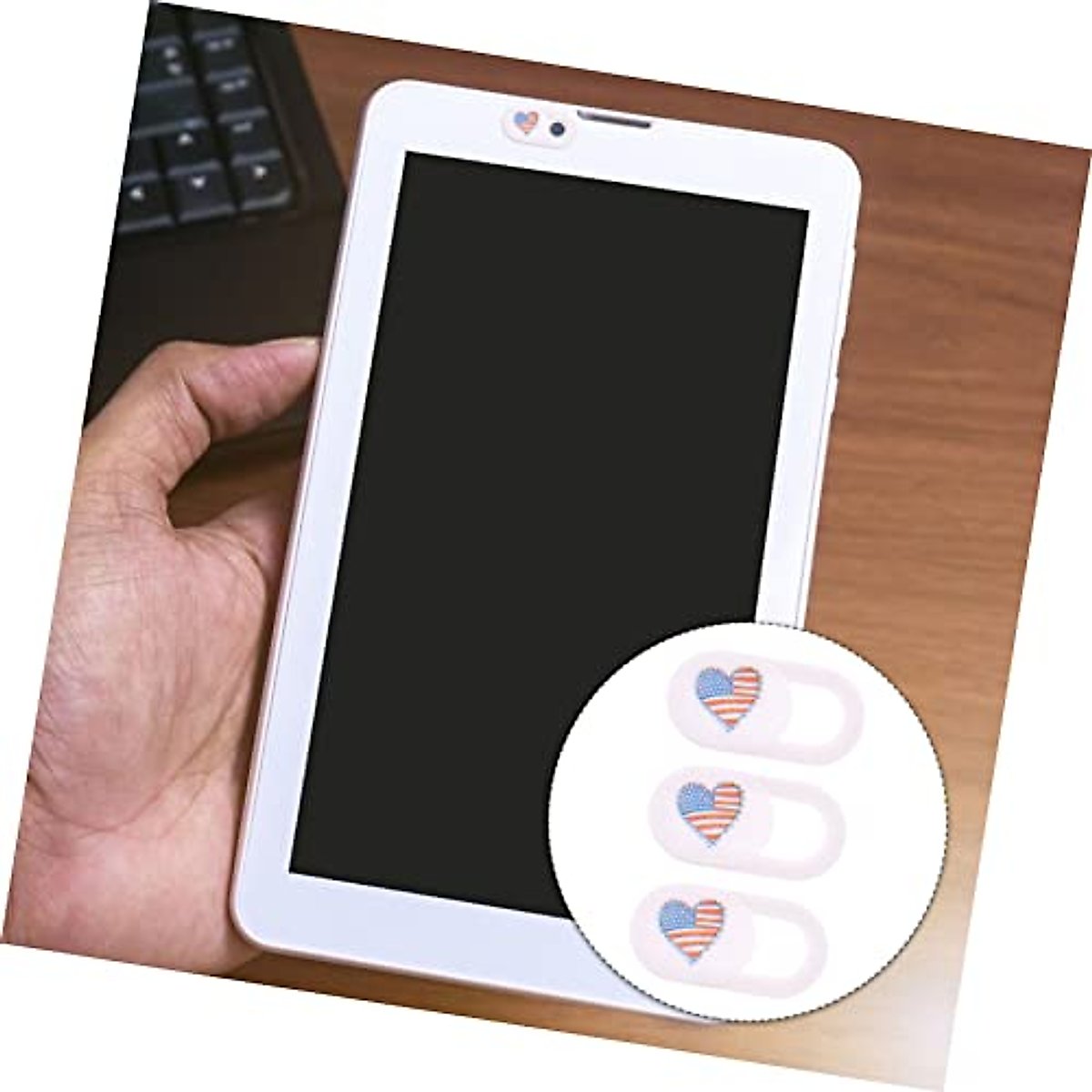 SOLUSTRE 3pcs Slide Camera Ultra- and Webcam Smartphone Pattern Cartoon Your Tablet Flag Lens Thin Lovely for Cover Privacy Shutter Heart Notebook Cell Protects Phone Slider Computer US
