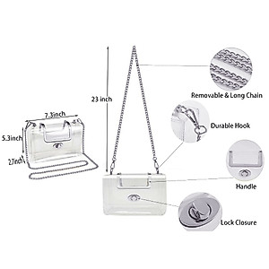 BRIMISKY Clear Purse for women,Jelly Purse,Transparent Clutch Shoulder Bag,Stadium Approved (Silver)