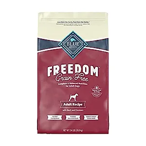 Blue Buffalo Freedom Grain Free Natural Adult Dry Dog Food, Beef 24-lb