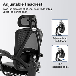 Ergonomic Office Chair, Reclining High Back Home Office Desk Chairs with Adjustable Lumbar Support Swivel Computer Gaming Chair with Headrest Footrest,PU Leather Executive Task Chair, Black