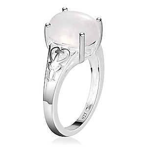 SHOP LC Rainbow Moonstone Ring 925 Sterling Silver Genuine Jewelry Gifts for Women Size 10 Birthday Gifts