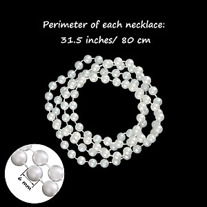 Hicarer 24 Pcs Fake Pearl Necklaces Bulk White Faux Bead Necklace Mardi Gras Beads Necklace for Wedding Bridal Birthday Party Decorations
