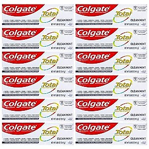 Colgate Total Toothpaste, Clean Mint, Travel Size 0.88 oz (24.9g) - Pack of 12