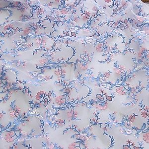 XMTXZYM 3 Meter Mesh Fabric Embroidery Lace Fabric Wedding Dress Clothing Fabric Handmade DIY Fabric