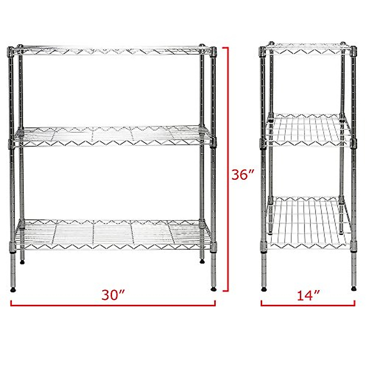 Apollo Hardware Chrome 3-Shelf Wire Shelving with Wheels 14"x30"x36"
