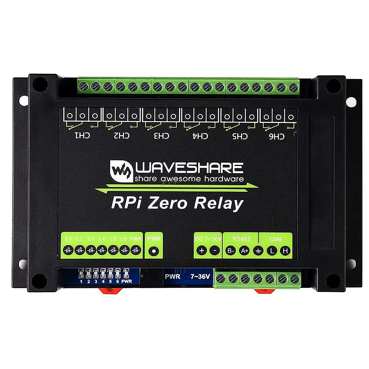 Industrial 6-Channel Relay Module for Raspberry Pi Zero WH with RS485/CAN Bus Power Supply & Photocoupler Isolation Protections @XYGStudy