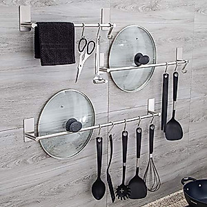 Bathroom Towel Bar Towel Holder,ULIFESTAR Strong 3M Self Adhesive Hand Towel Holder,Wall Mounted Stainless Steel Towel Rack for Bathroom,Kitchen Dish Cloths Hanger,Brushed Nickel (12'')