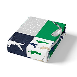 Castle Fairy Golf Plaid Bedding Set King Size for Woman Men,Green Buffalo Grid Geometric Comforter Cover with 2 Pillowcases,Ball Sports Lover Style Duvet Cover Set Microfiber Quilt Cover