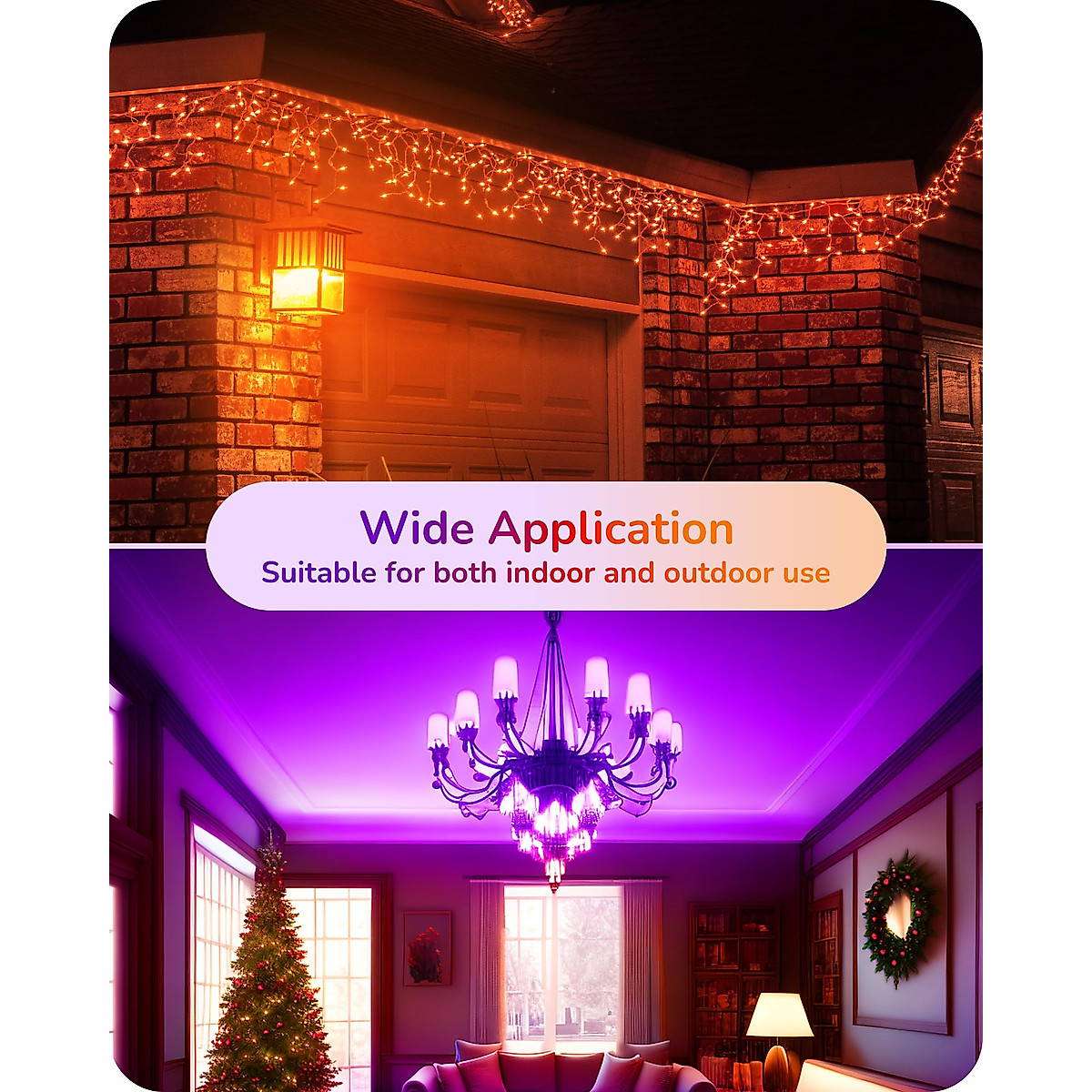 EDISHINE Christmas C35 Purple & Orange Dimmable LED Light Bulb, E12 Candelabra Bulbs, 60 Watt Equivalent, LED Chandelier Bulb, Vintage Candle Light Bulb, Decorations for Christmas, Party, 6 Pack