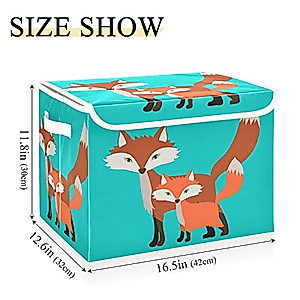 innewgogo Fox Storage Bins with Lids for Organizing Organizer Containers with Handles Oxford Cloth Storage Cube Box for Home