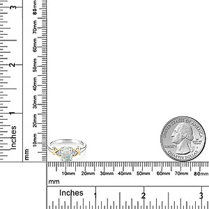 Gem Stone King 2 Tone 10K Yellow Gold and 925 Sterling Silver Oval Cabochon White Simulated Opal and Lab Grown Diamond Women Ring (1.08 Cttw, Available in Size 5,6,7,8,9)