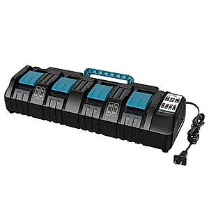 4 Port Battery Charger DC18SF for Makita 14.4V-18V Lithium Batteries BL1850 BL1830 BL1840 BL1860 for Makita 18v Fast Rapid Charger Station with 2 USB Ports(Tool Only)