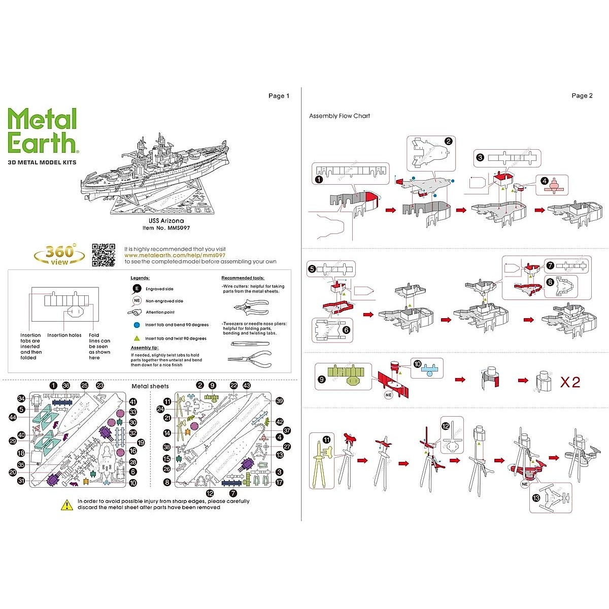 Fascinations Metal Earth 3D Laser Cut Model Military USS Arizona Ship