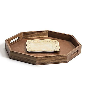 Kalmar Home Acacia Wood 17-Inch Octagon Tray