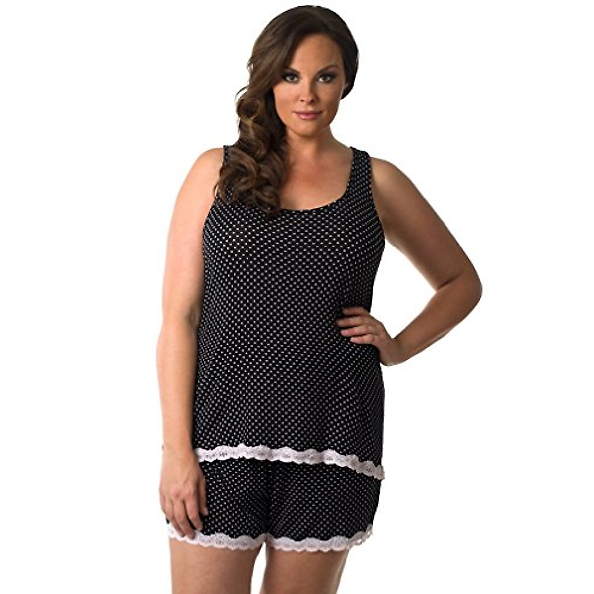 Velvet Kitten Comfy Plus Size Tank Top & Short 562856x 2X Black/Pink