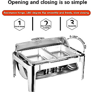 Electric Buffet Server,Food Warmer Tray, Adjustable Temperature, Portable Chafing Dish, Catering Buffet Serving Tray,Stainless Steel Material,uitable for Hotels, Restaurants, Parties