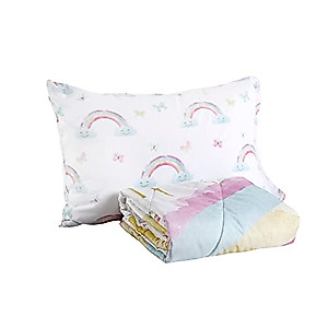 Expressions Toddler Bedding Set, Rainbow (2 Piece Set, Fits Standard Infant Mattress) Includes Microfiber Reversible Comforter and Pillowcase for Kids