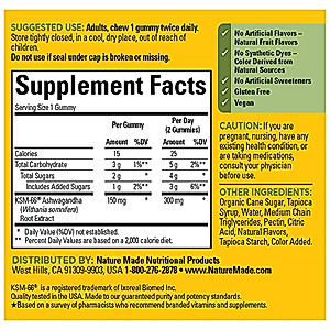 Nature Made KSM-66 Ashwagandha Gummies for Stress Support, 60 Gummies, 30 Day Supply