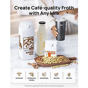 Dreo Milk Frother, 4-in-1 Electric Frother for Coffee, Hot and Cold Foam Maker for Cappuccino, Flat-white, Latte with Plant-based and Dairy Milk, Multi-stage, Easy to Clean, Temperature Control, Black