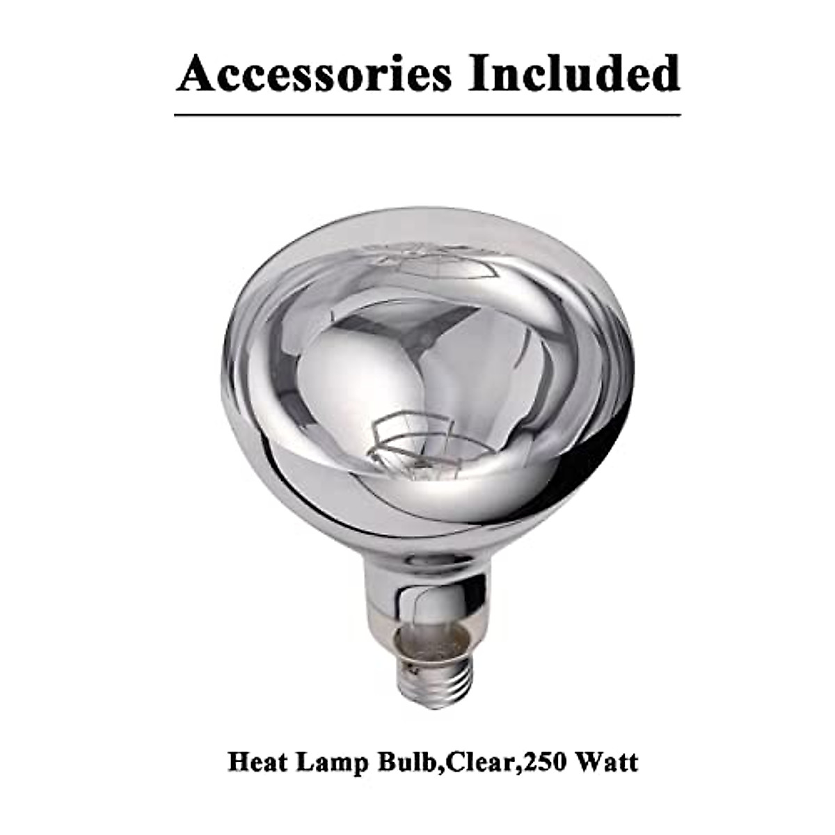 KOUDA Single Bulb Food Heat Lamp Restaurant Food Warmer Light Portable Heating Lamps (Single Arm) Silver