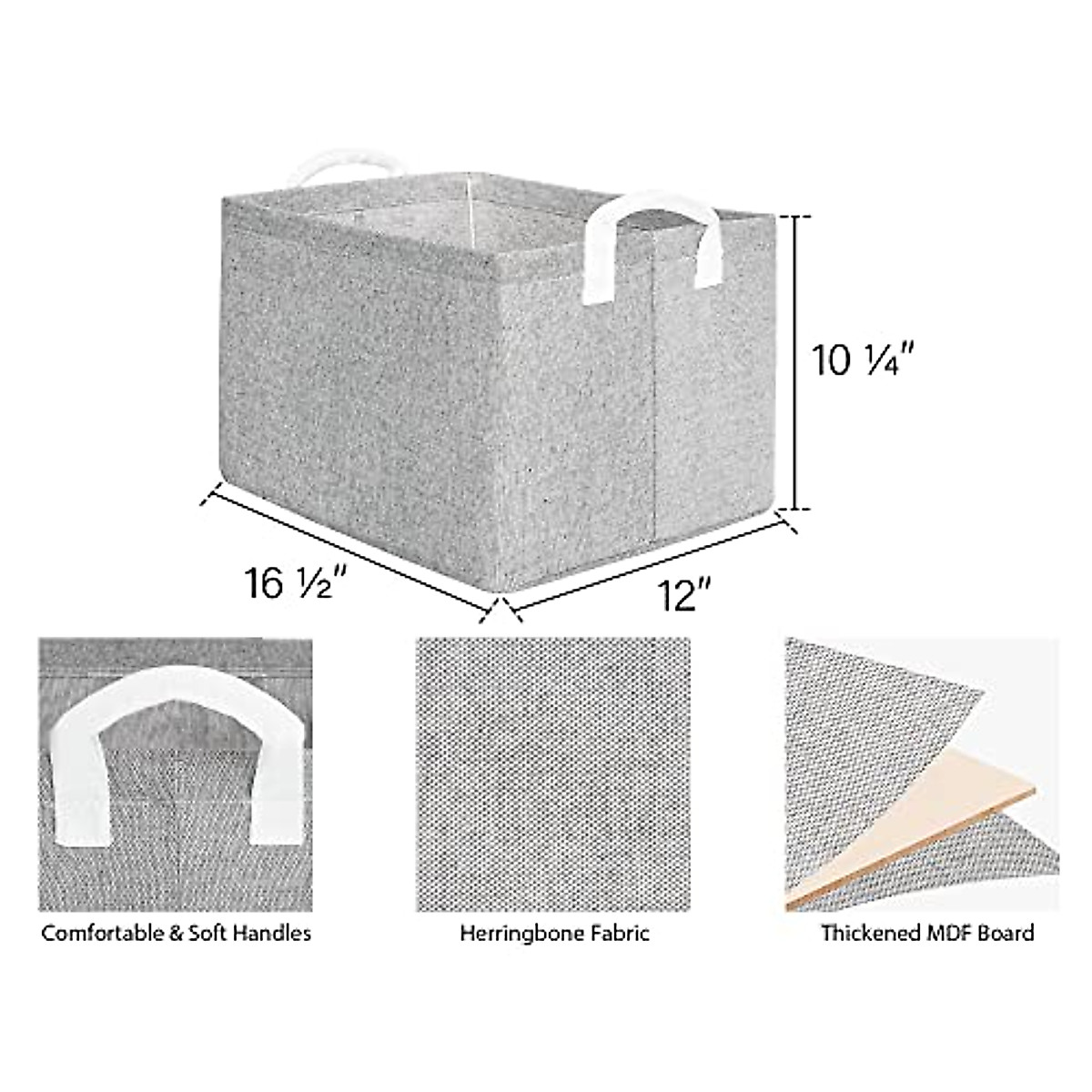 StorageWorks 5-Pack Storage Bins for Shelves with Metal Frame, Decorative Storage Boxes