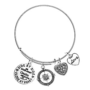 Infinity Collection Cousin Gift, Cousins Charm Bracelet, Side By Side or Miles Apart Adjustable Bangle, Cousin Jewelry for Women, Gift for Cousins, Cousins make the best friends