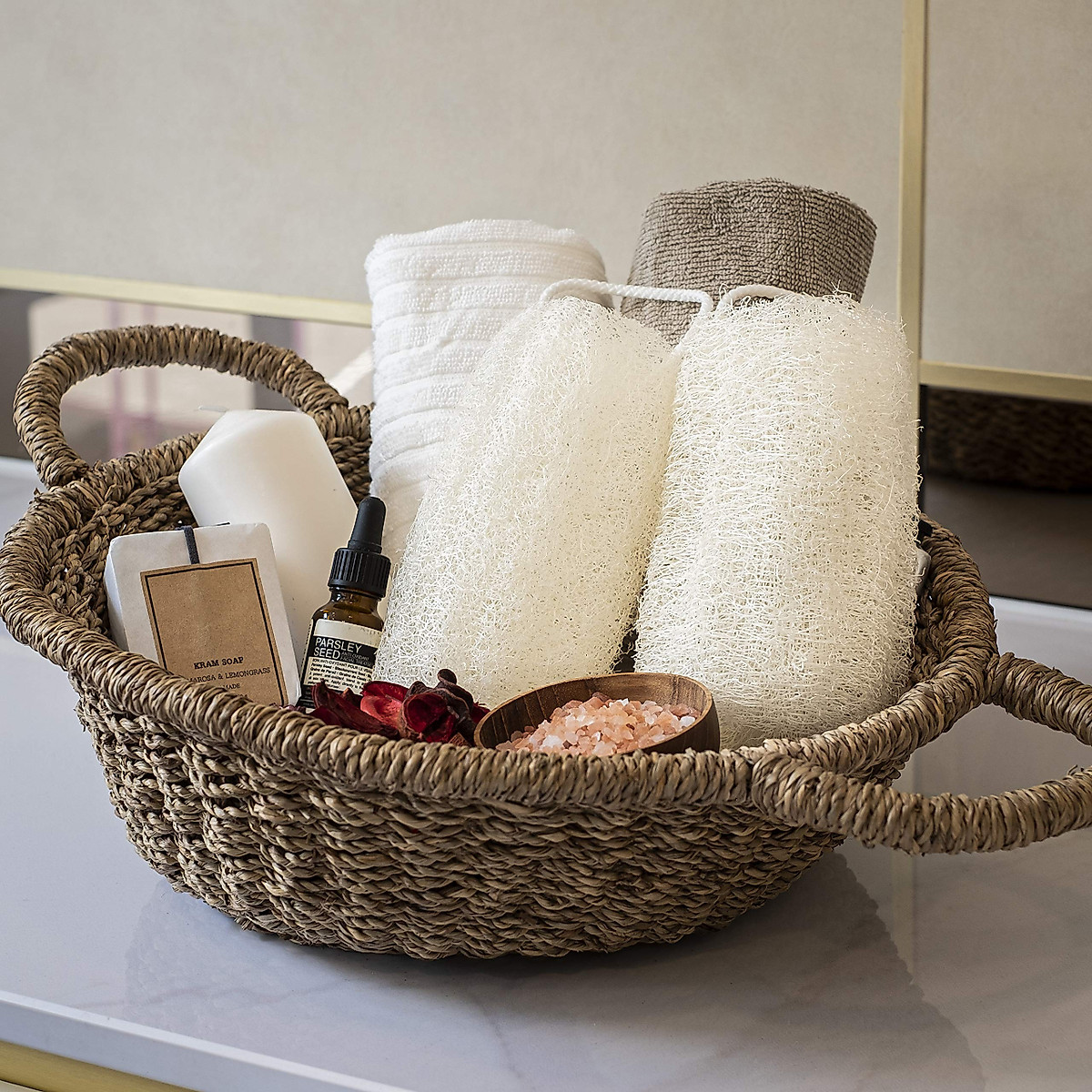 FAAY 4 Pcs Premium Natural Exfoliating Loofah Sponge: 6" Eco-friendly Unbleached Luffa Body Scrubber Rejuvenating Your Skin for Men and Women. Paraben Free Bath Sponge, Shower Loofah