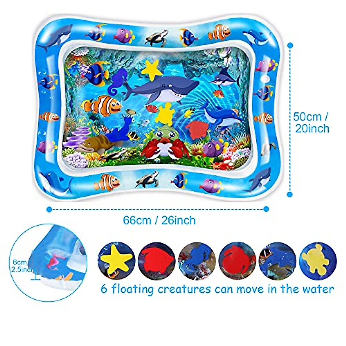 Marysay Tummy Time Water Mat Infant Toys 3 6 9 Months Baby Inflatable Play Activity Center for Newborn Boys Girls