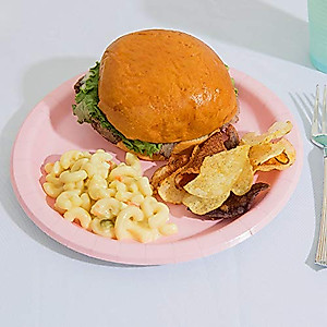 New Pink Round Paper Plates - 8.5" (50 Pc) - Sturdy & Eco-Friendly Party Essentials - Perfect for Celebrations & Events