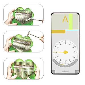 HYEXD Kalimba Thumb Piano 17 Keys Clover Kalimba Green Acrylic Kalimba Finger Thumb Piano Mbira Tuning Hammer