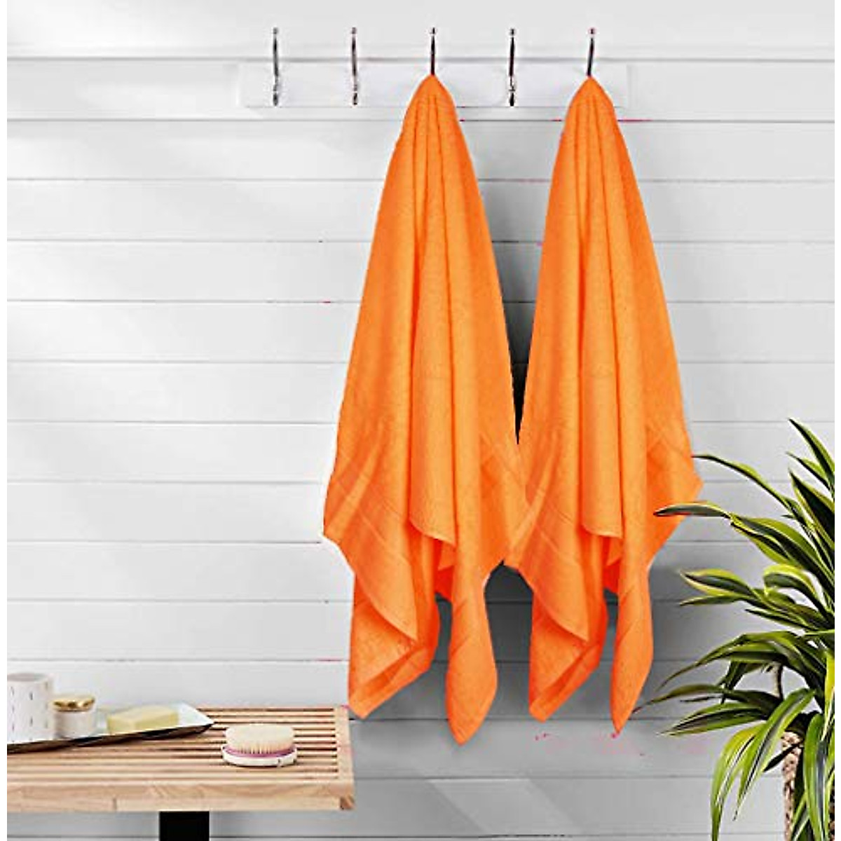 Belizzi Home Ultra Soft 6 Pack Cotton Towel Set, Contains 2 Bath Towels 28x55 inch, 2 Hand Towels 16x24 inch & 2 Wash Coths 12x12 inch, Ideal for Everyday use, Compact & Lightweight - Orange