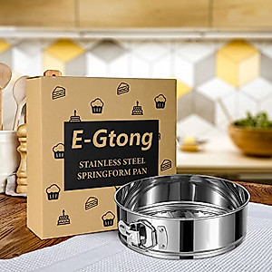E-Gtong 9 Inch Springform Cake Pan, Stainless Steel Springform Pans, Leakproof & Nonstick Cheesecake Pan with Removable Bottom, Round Spring Form Cake Pan For Baking