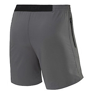 TCA Elite Tech Gym Shorts Men Athletic Shorts Sports Workout Running Shorts for Men with Zipper Pockets - Asphalt, Medium