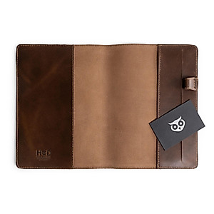 Hide & Drink, Case for Hardcover Leuchtturm A5 (5.75 x 8.25 in.) Notebook, Protective Cover for Journal, Personal Planner, Full Grain Leather, Handmade Writing Accessory, Bourbon Brown