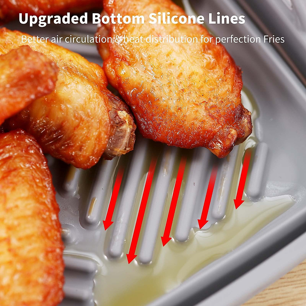 SYAWS Air Fryer Silicone Pot Square,[8.5inch 2Pack] Foldable Air Fryer Silicone Liners,Air Fryer Pad, Replacement of Flammable Parchment Liner Paper for 5 to 7 QT Air Fryer