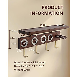 Affogato Walnut Storage Holder Compatible with Dyson Supersonic Hair Dryer and Attachments, Wall Mount Holder with Shelf Organizer for Bathroom Bedroom, Walnut Wood